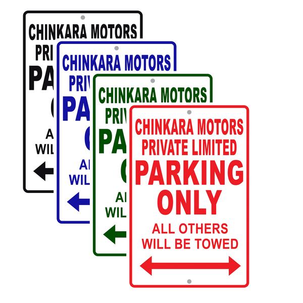 Chinkara Motors Parking Only Signs | Metal Car Signs – Sign Fever