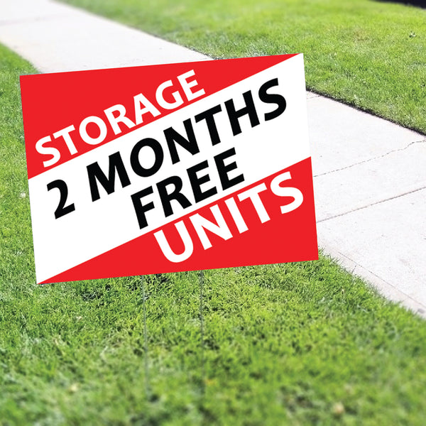 Storage 2 Months Free Units Coroplast Yard Sign - Sign Fever