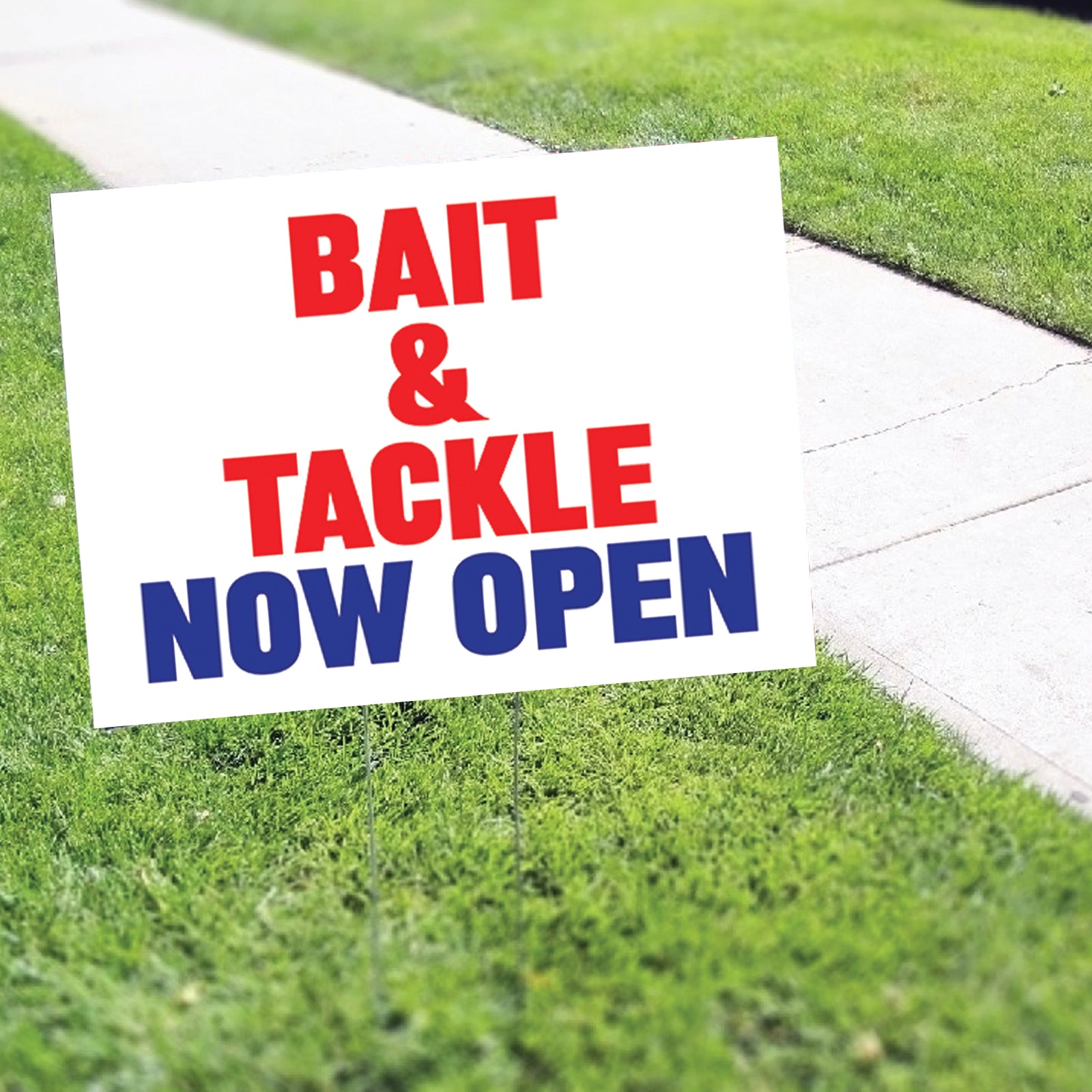 Bait & Tackle Now Open Coroplast Yard Sign – Sign Fever