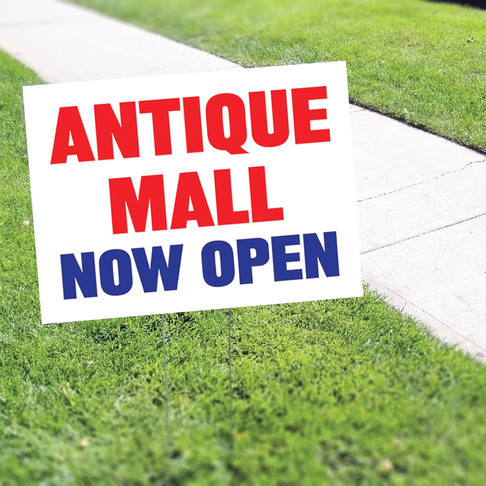 Antique Mall Now Open Coroplast Yard Sign - Sign Fever