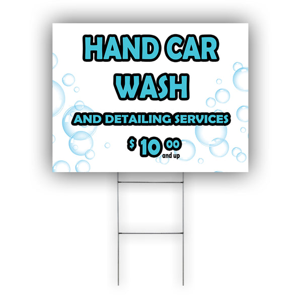 Hand Car Wash And Detailing Services Coroplast Yard Sign - Sign Fever