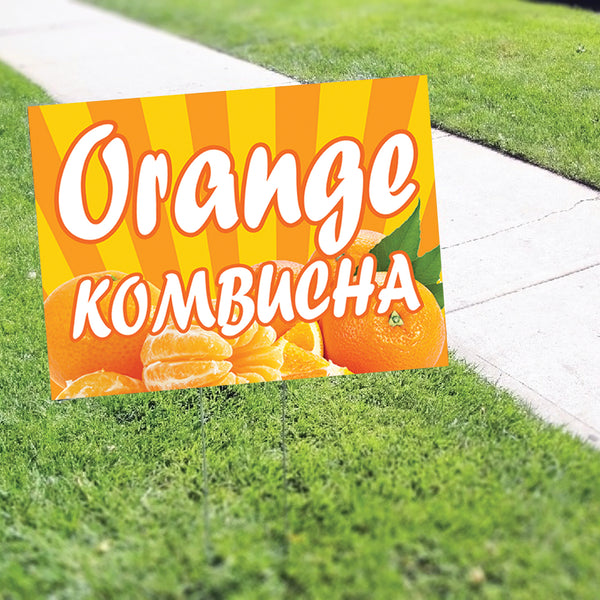 Orange Kombucha Coroplast Yard Sign - Sign Fever