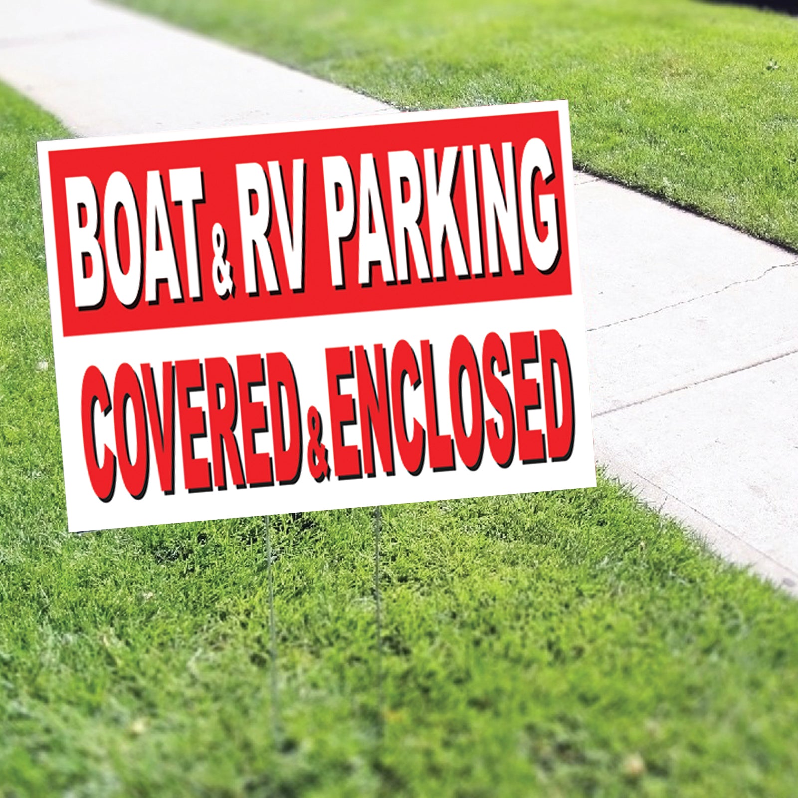 Boat And RV Parking Covered & Enclosed Coroplast Yard Sign – Sign Fever