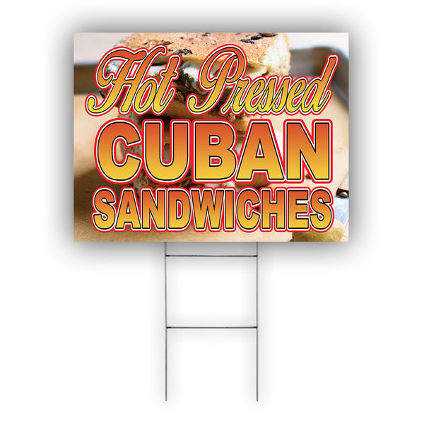 Hot Pressed Cuban Sandwiches Coroplast Yard Sign - Sign Fever