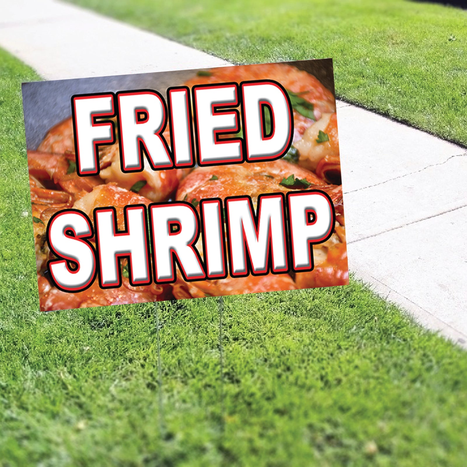 Fried Shrimp Coroplast Yard Sign - Sign Fever