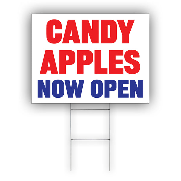 Candy Apples Now Open Coroplast Yard Sign - Sign Fever