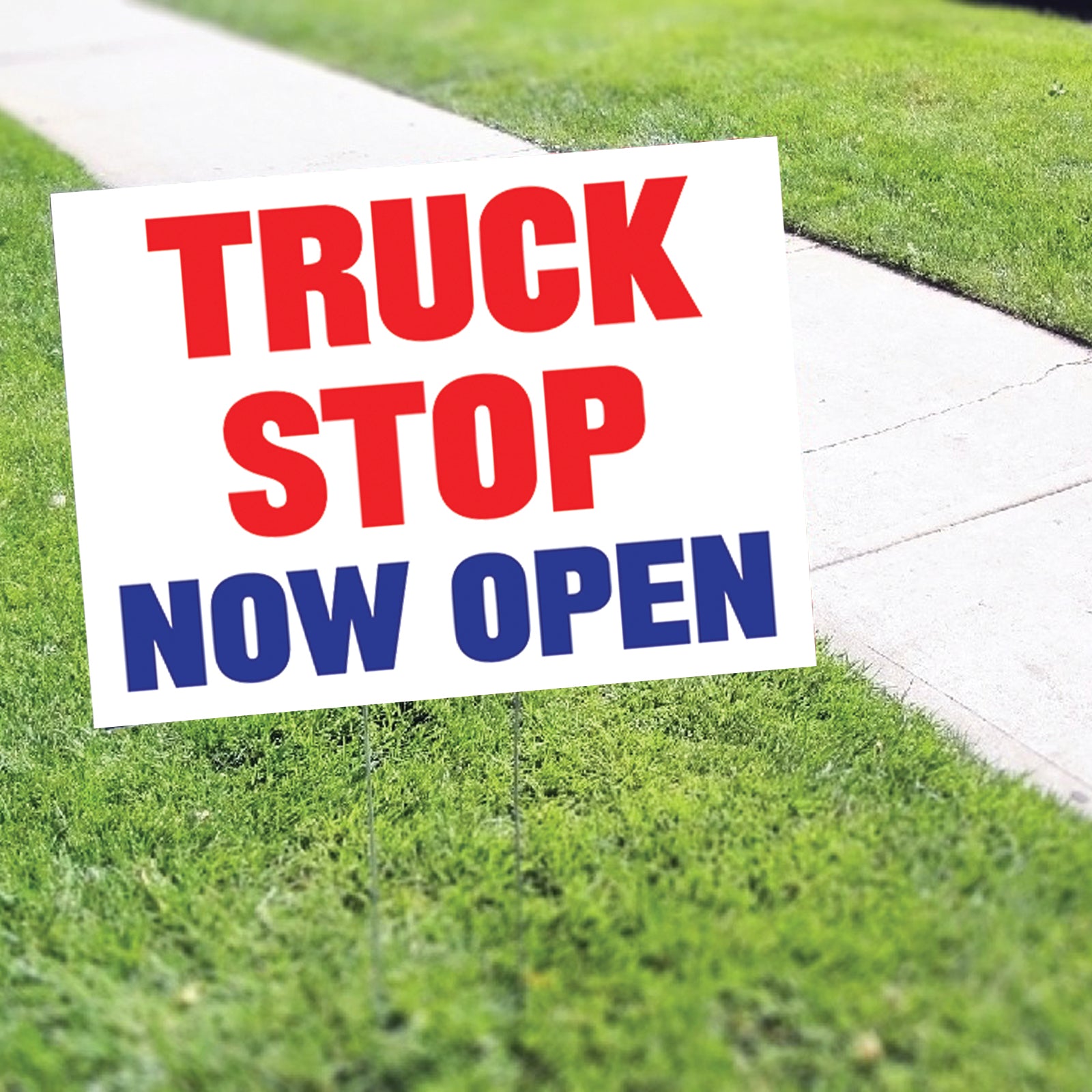 Truck Stop Now Open Coroplast Yard Sign – Sign Fever