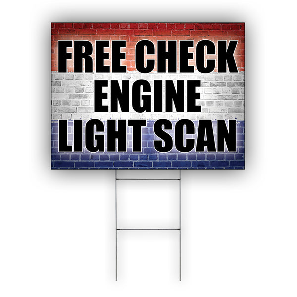 Free Check Engine Light Scan Coroplast Yard Sign - Sign Fever
