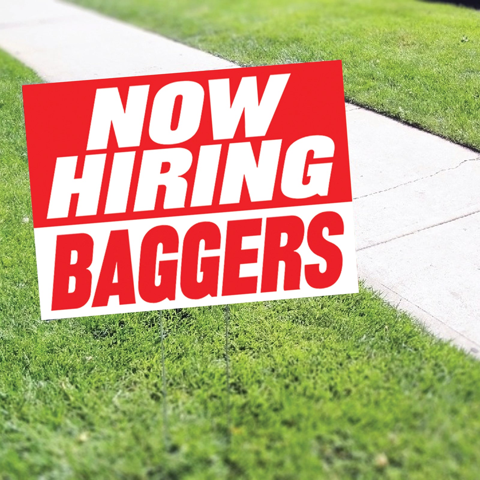 Now Hiring Baggers Coroplast Yard Sign – Sign Fever