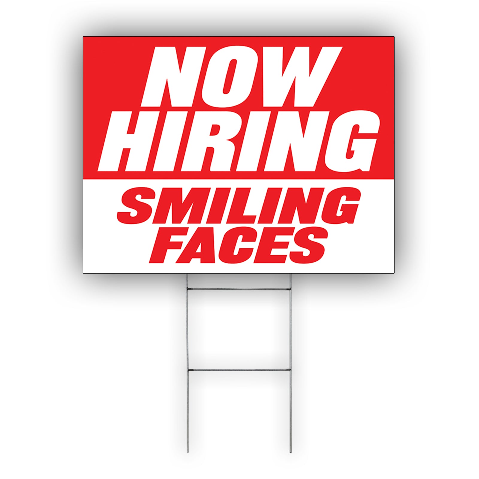 Now Hiring Smiling Faces Coroplast Yard Sign - Sign Fever