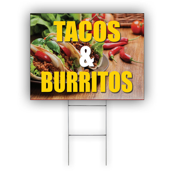 Tacos And Burritos Coroplast Yard Sign - Sign Fever