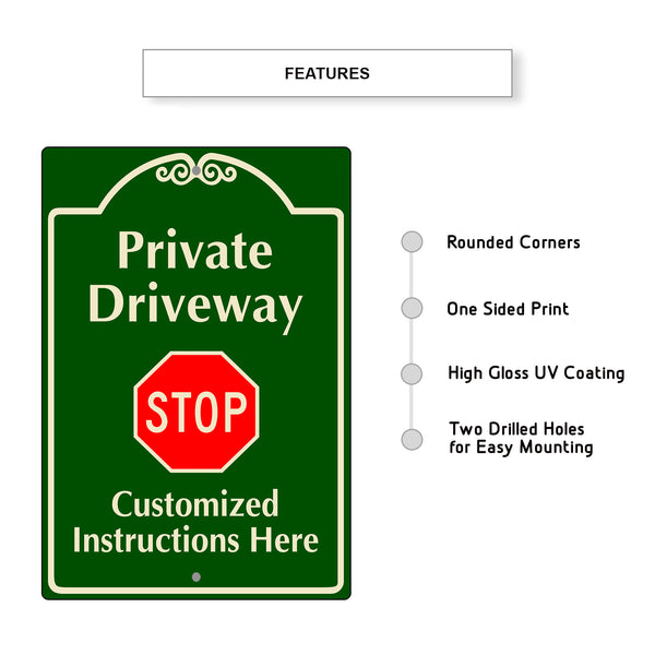 Custom Sign Private Driveway Stop Aluminum Metal Sign - Sign Fever