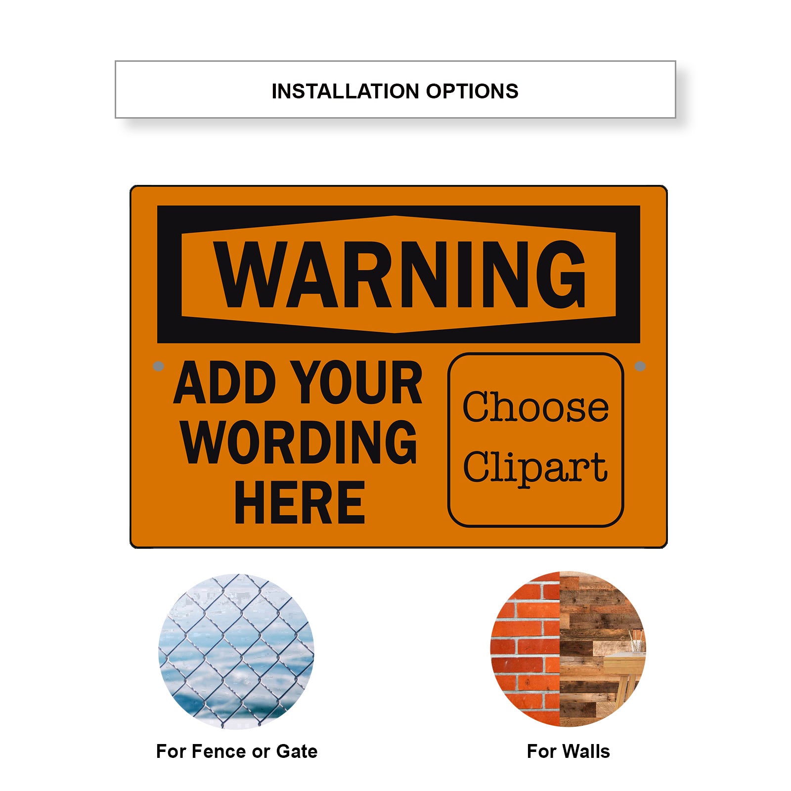 Custom Sign Warning Your Wording Sign Clipart Aluminum Metal Sign ...