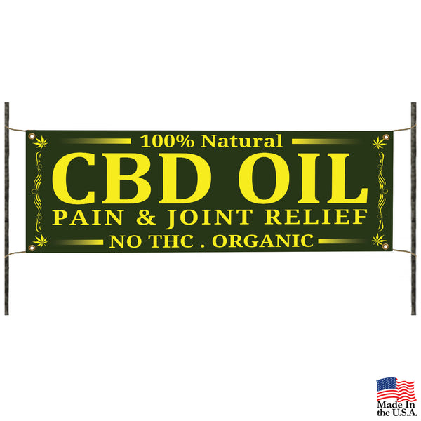 CBD Oil 100% Natural Vinyl Banner Sign - Sign Fever