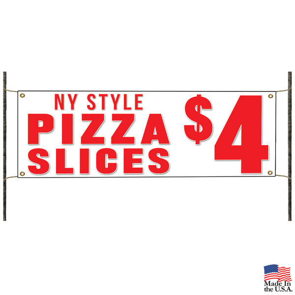NY Style Pizza Slices Vinyl Printed Banner Sign - Sign Fever
