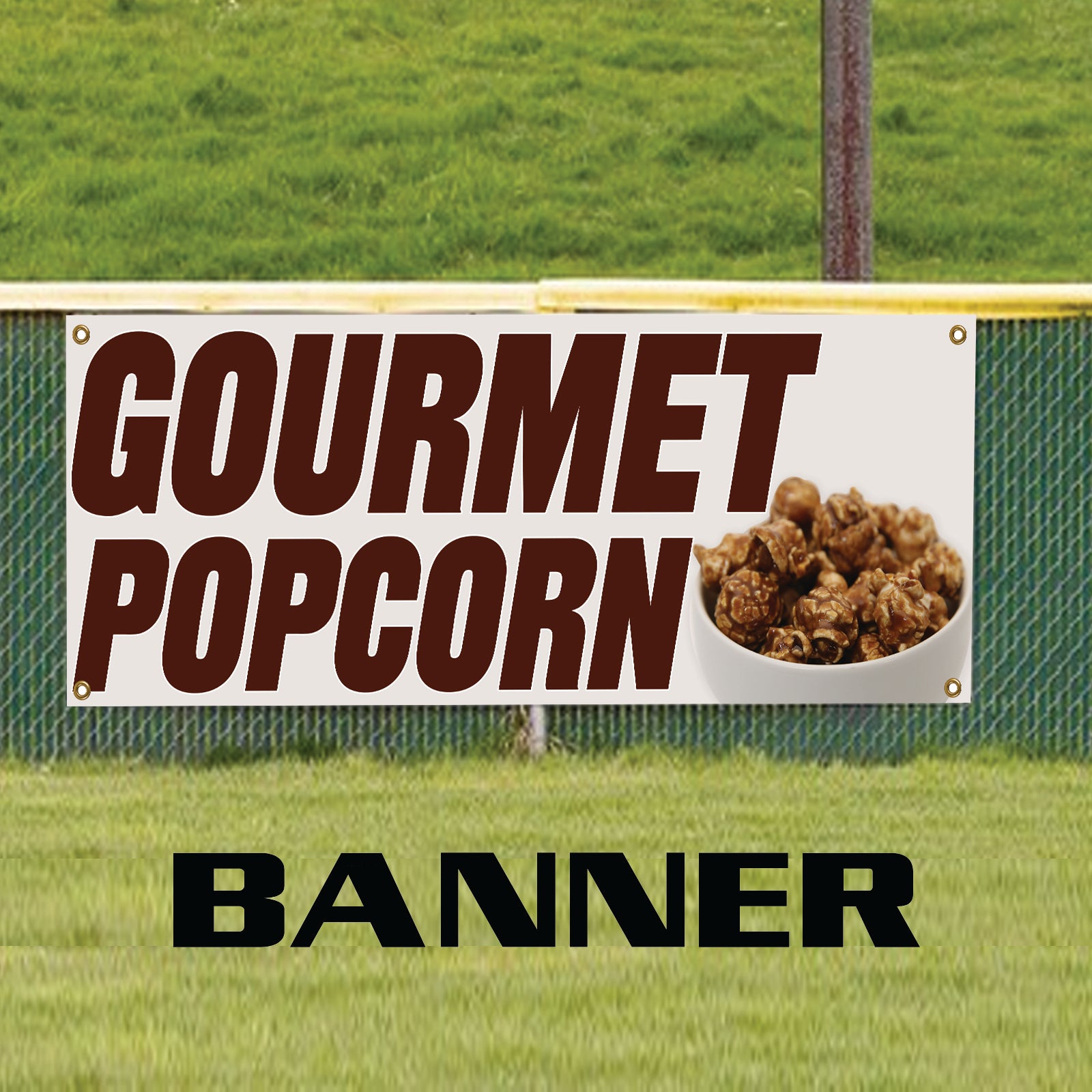 Gourmet Popcorn Vinyl Printed Banner Sign - Sign Fever