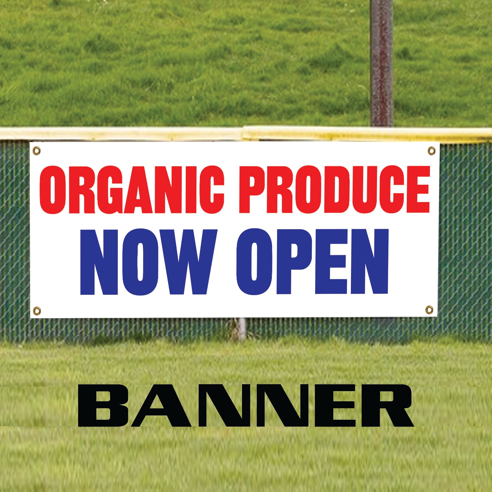 Organic Produce Now Open Vinyl Printed Banner Sign - Sign Fever