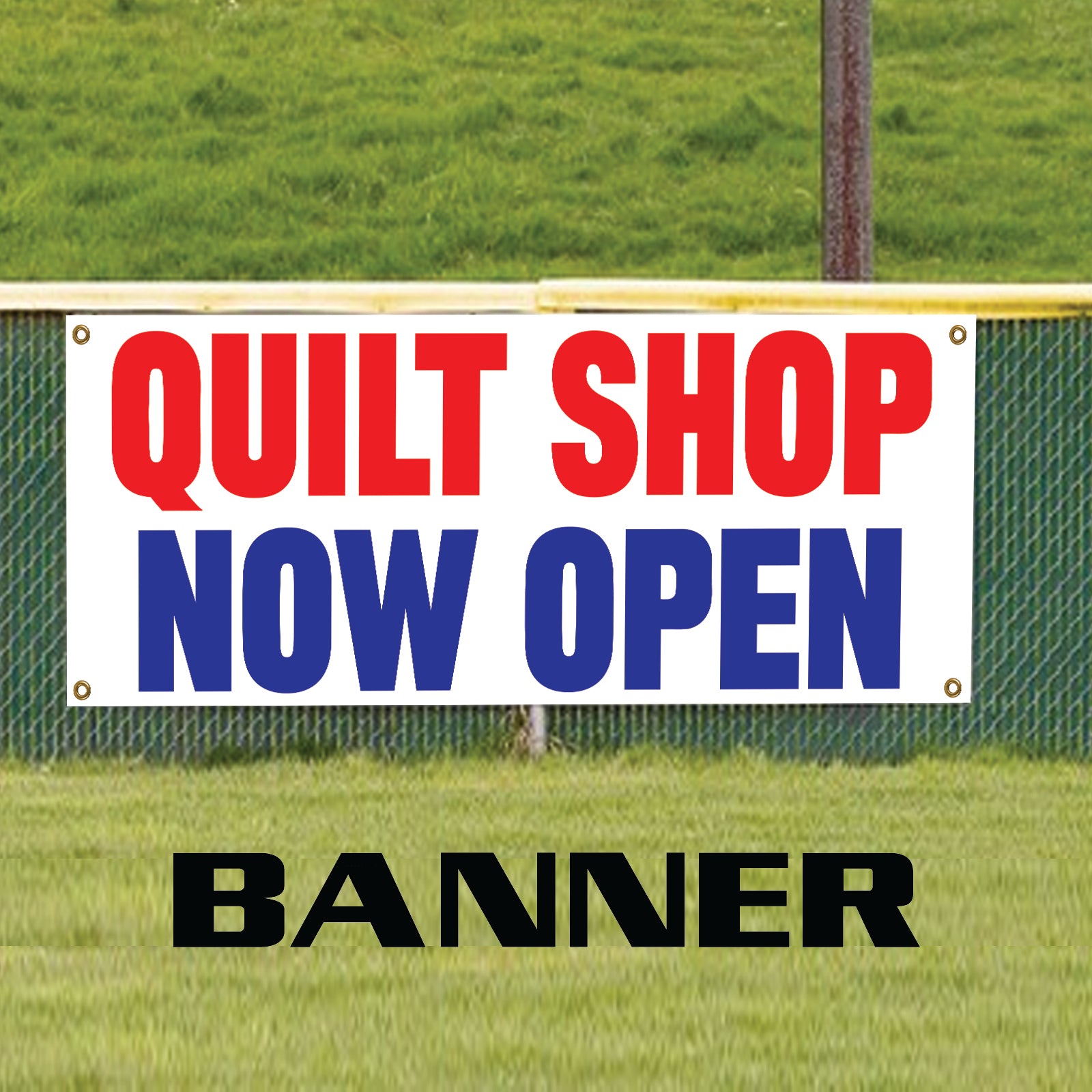 Quilt Shop Now Open Vinyl Printed Banner Sign - Sign Fever
