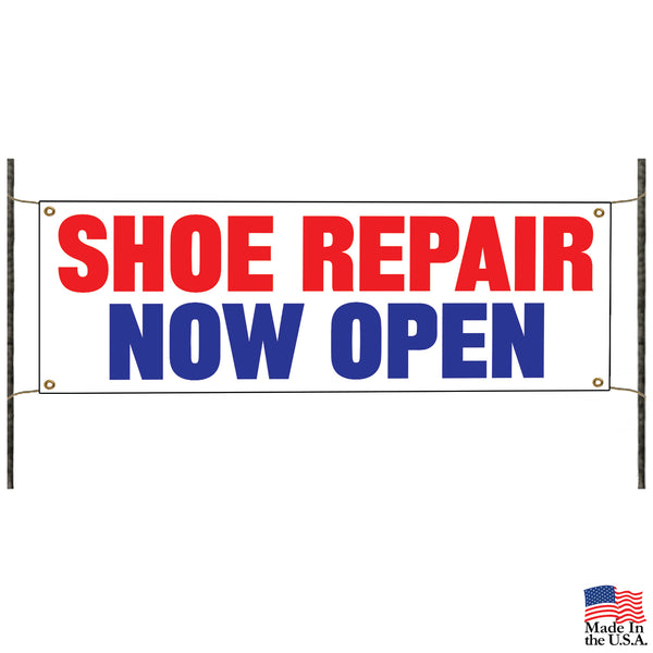 Shoe Repair Now Open Vinyl Printed Banner Sign - Sign Fever
