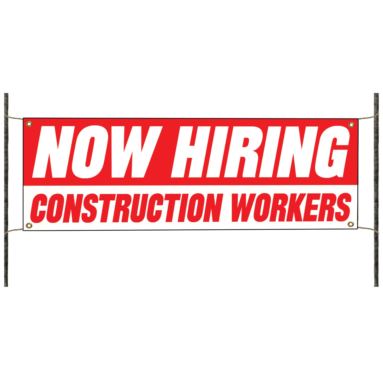 Now Hiring Construction Workers Vinyl Printed Banner Sign - Sign Fever