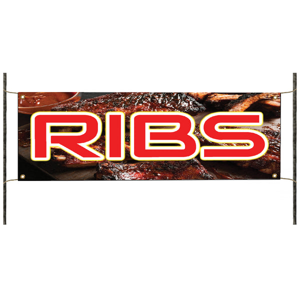 Ribs Vinyl Banner Sign - Sign Fever