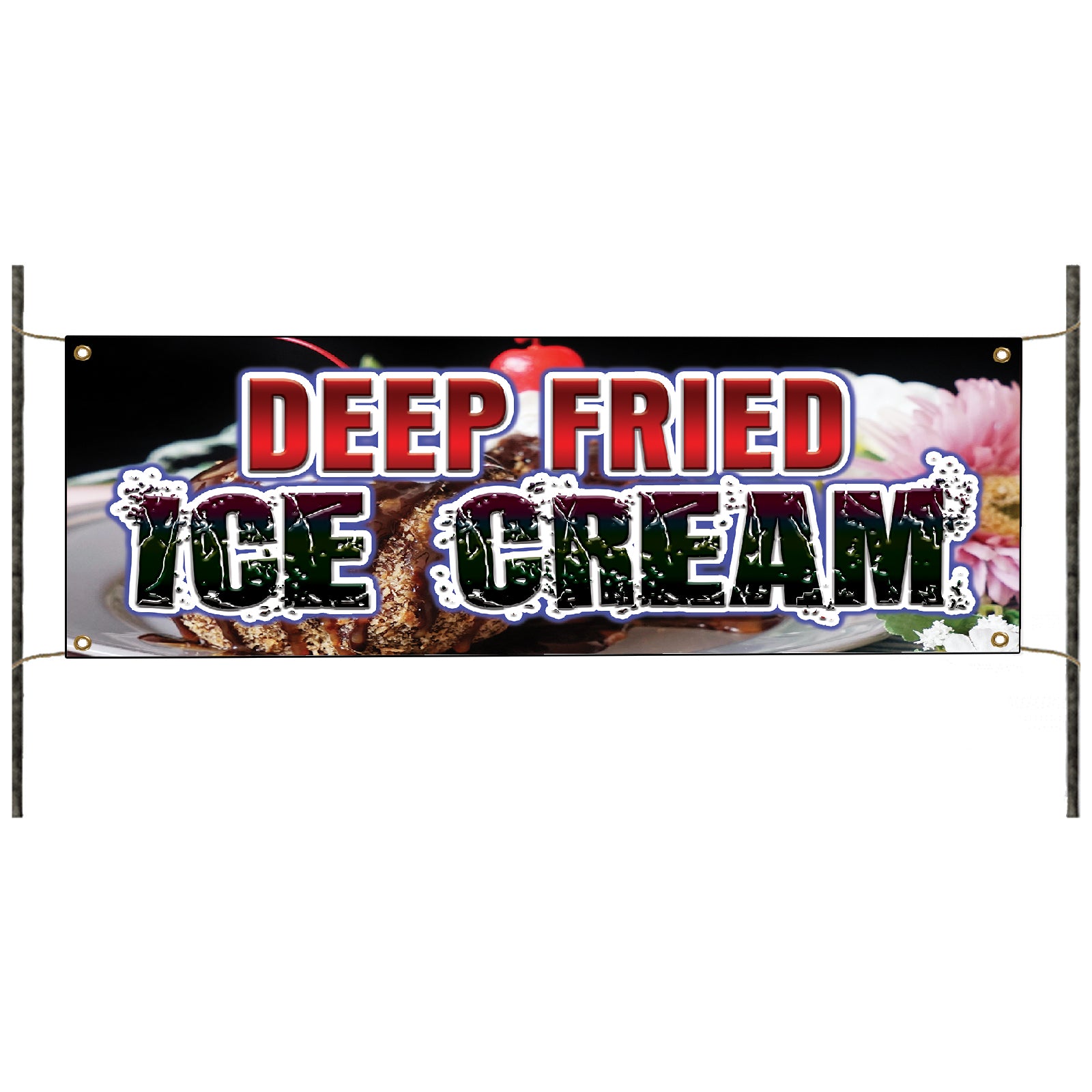 Deep Fried Ice Cream Vinyl Banner Sign - Sign Fever