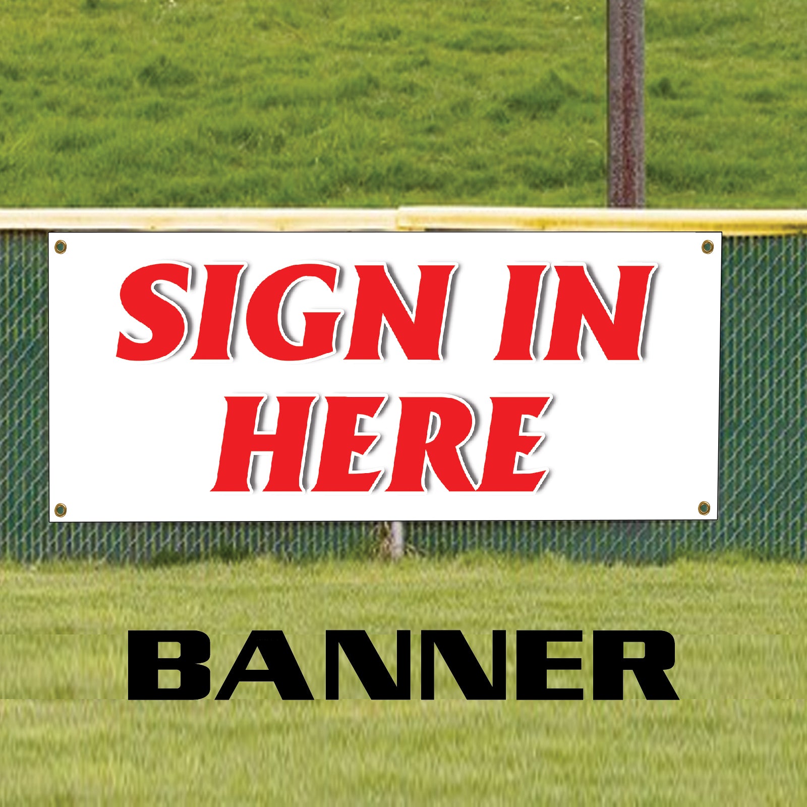 Sign In Here Vinyl Banner Sign – Sign Fever