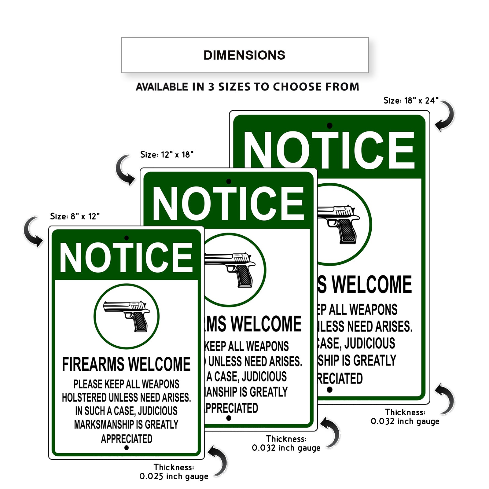 Notice Firearms Welcome Aluminum Metal Sign - Sign Fever