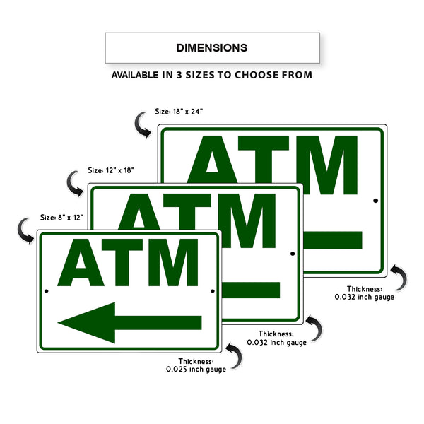 ATM Left Side Aluminum Metal Sign - Sign Fever