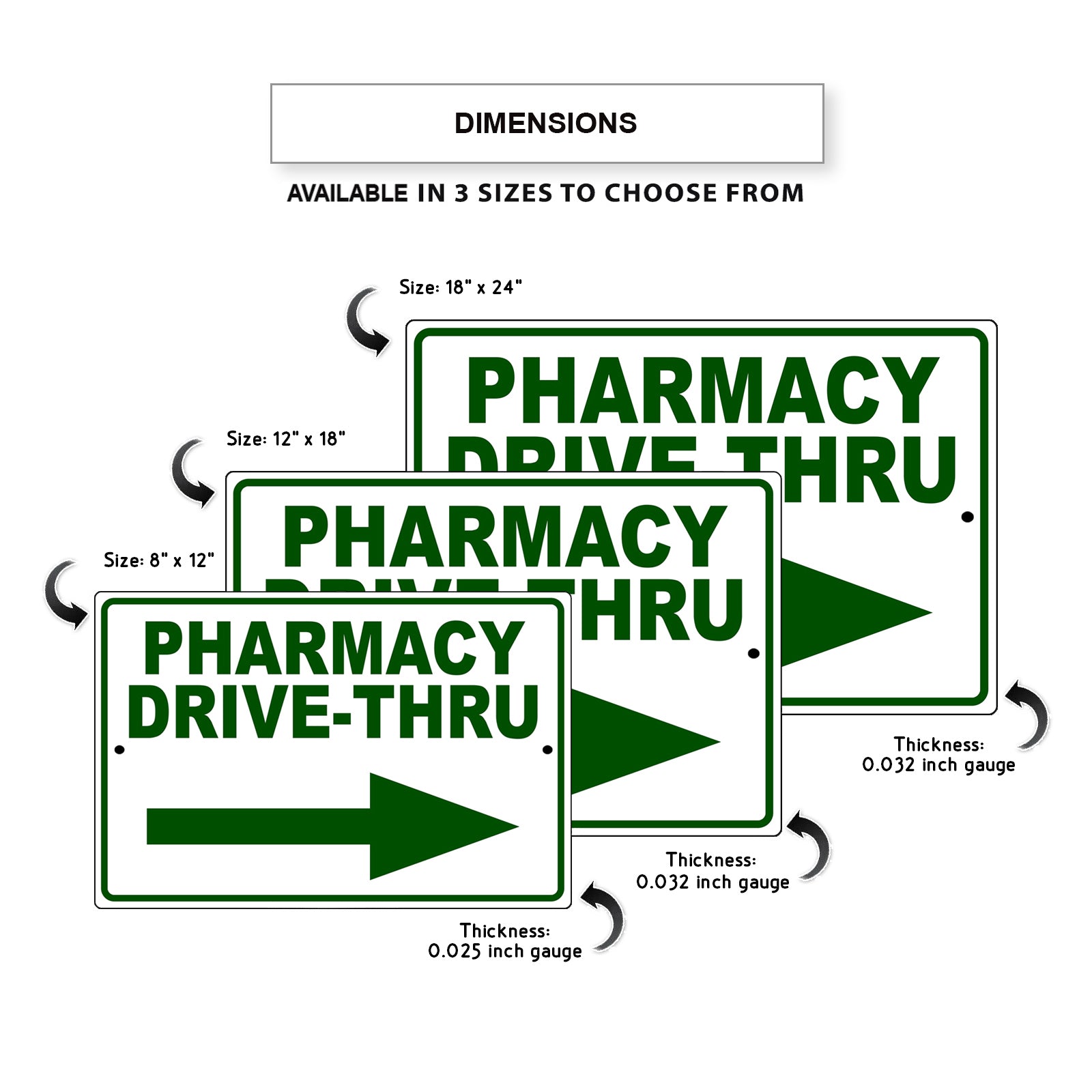 Pharmacy Drive-Thru Right Side Aluminum Metal Sign – Sign Fever