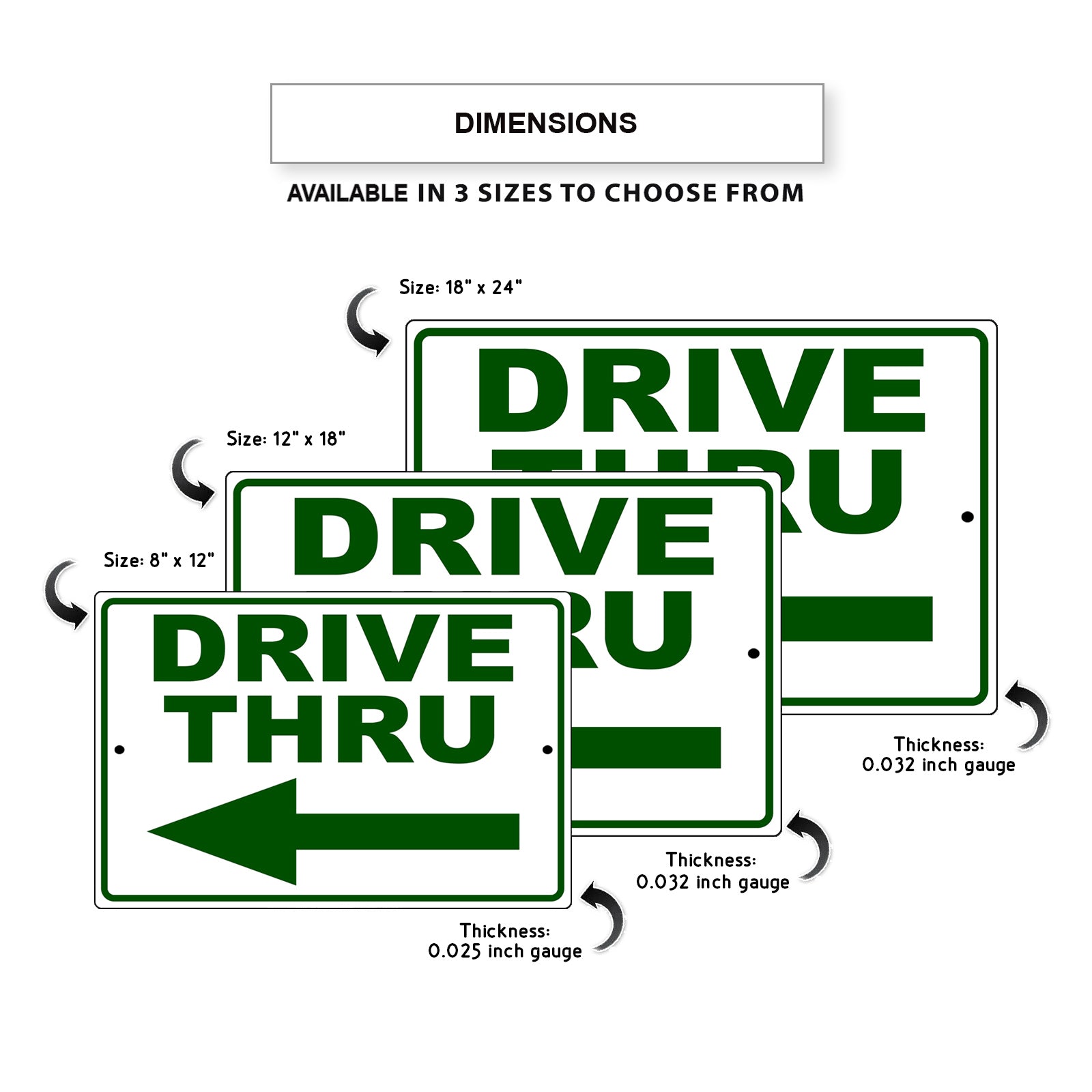 Drive Thru Left Side Aluminum Metal Sign - Sign Fever