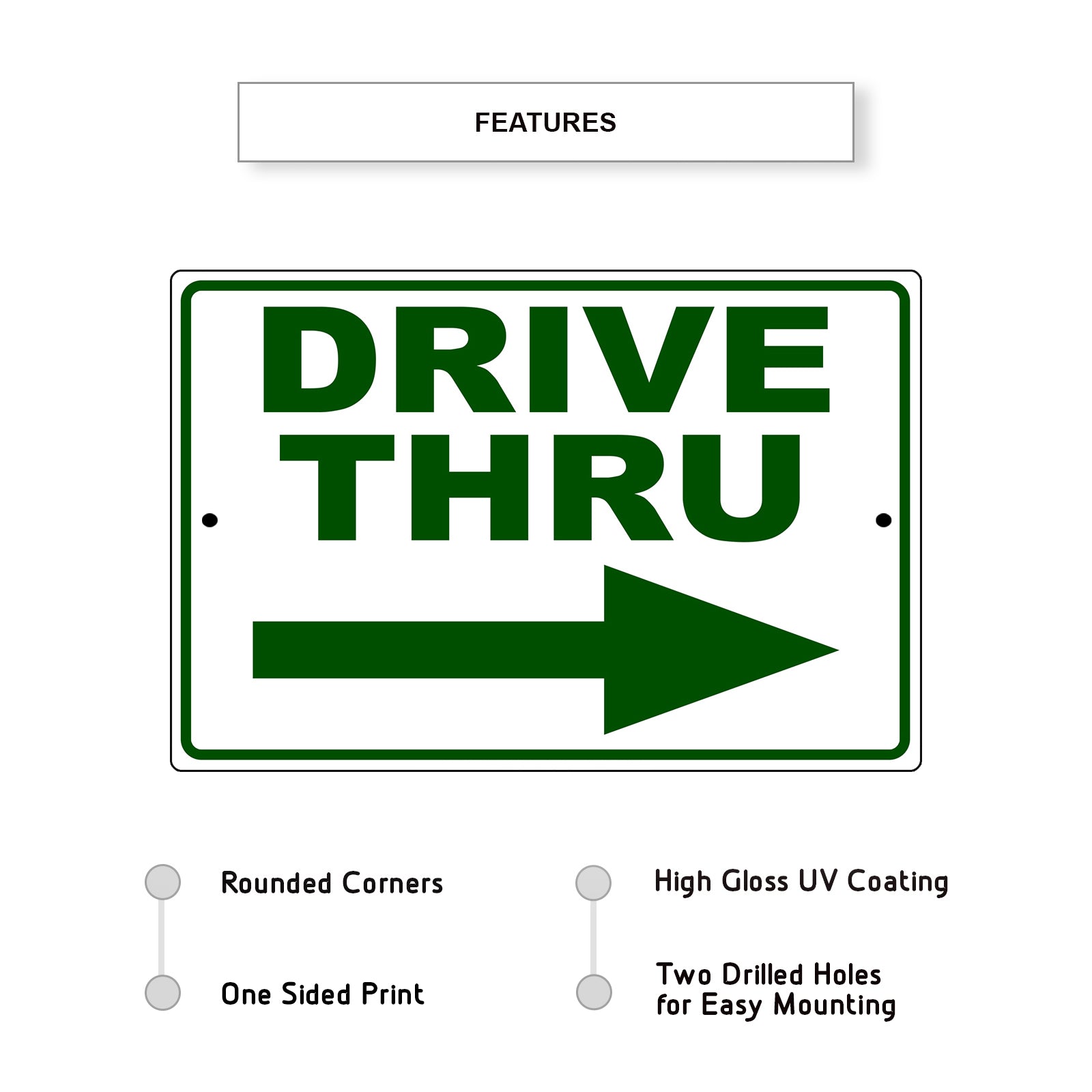 Drive Thru Right Side Aluminum Metal Sign - Sign Fever