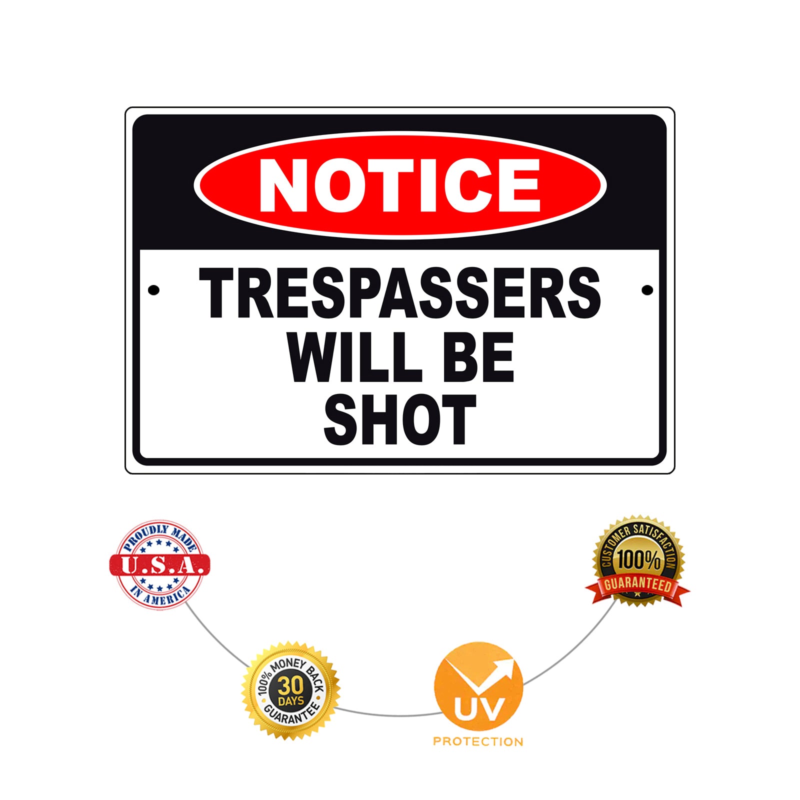 Notice Trespassers Will Be Shot Aluminum Metal Sign - Sign Fever
