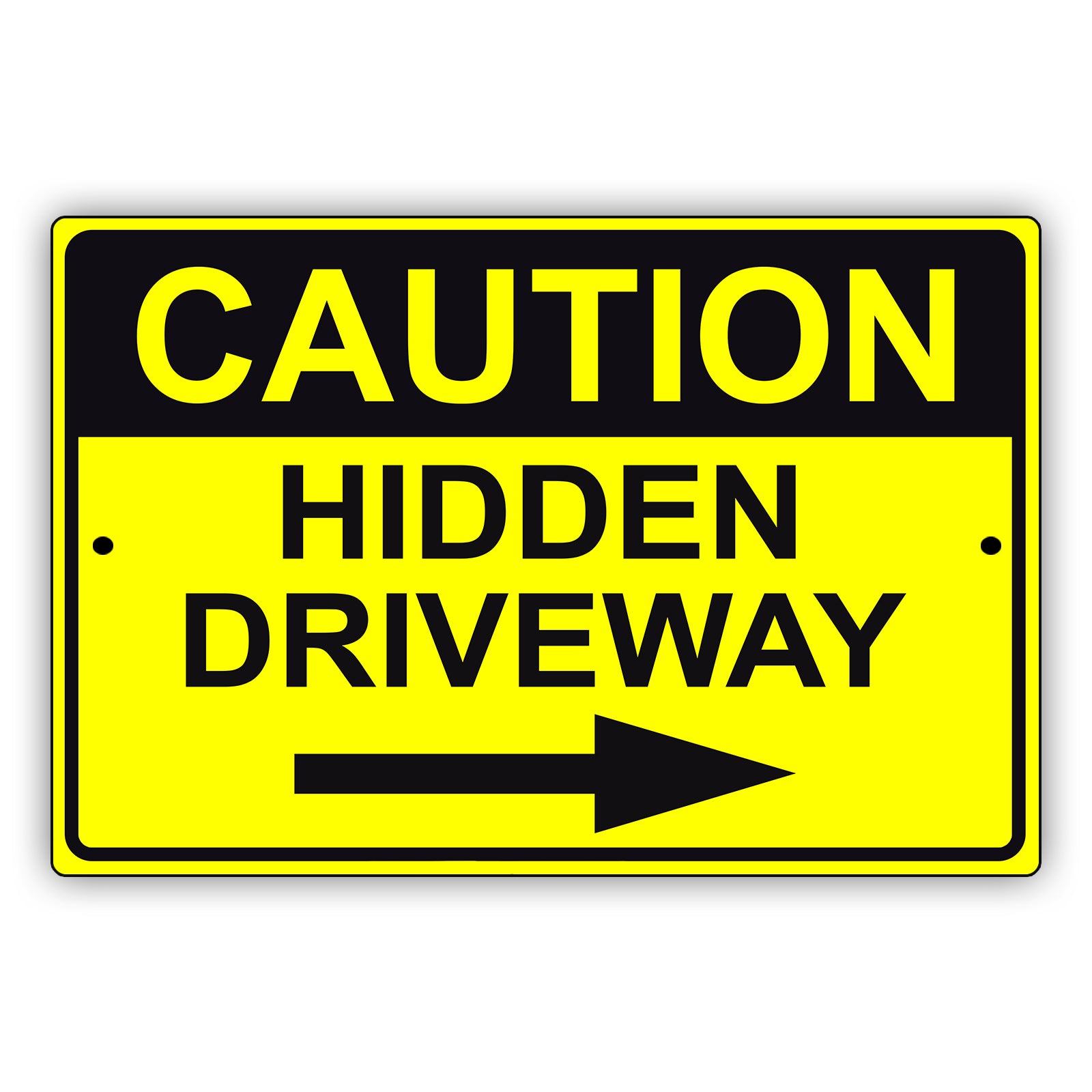 Caution Hidden Driveway Right Side Aluminum Metal Sign - Sign Fever