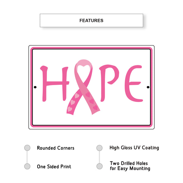 Hope Breast Cancer Vector Aluminum Metal Sign - Sign Fever