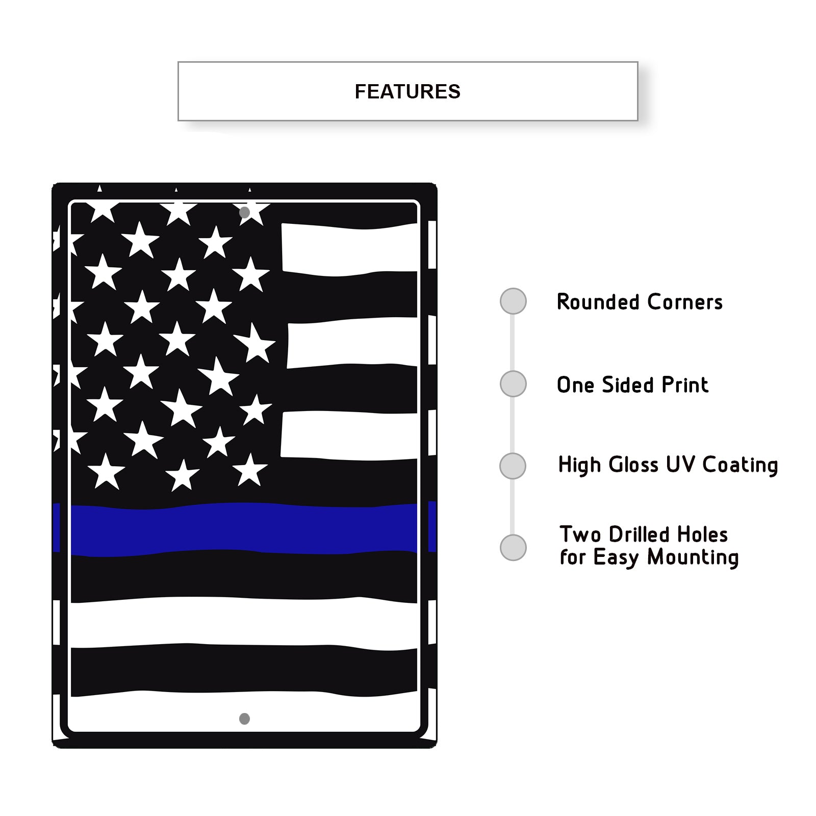 US Police Flag Aluminum Metal Sign - Sign Fever