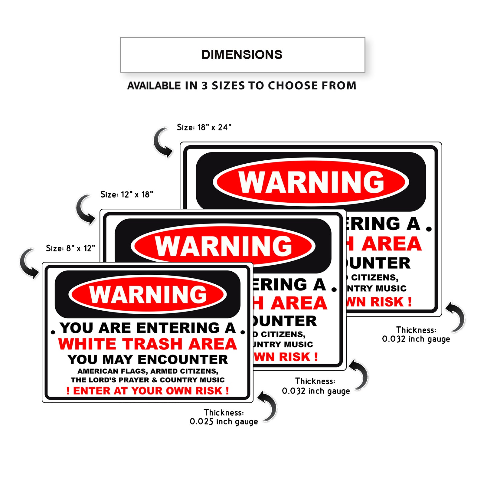 Warning Enter At Your Own Risk Aluminum Metal Sign - Sign Fever