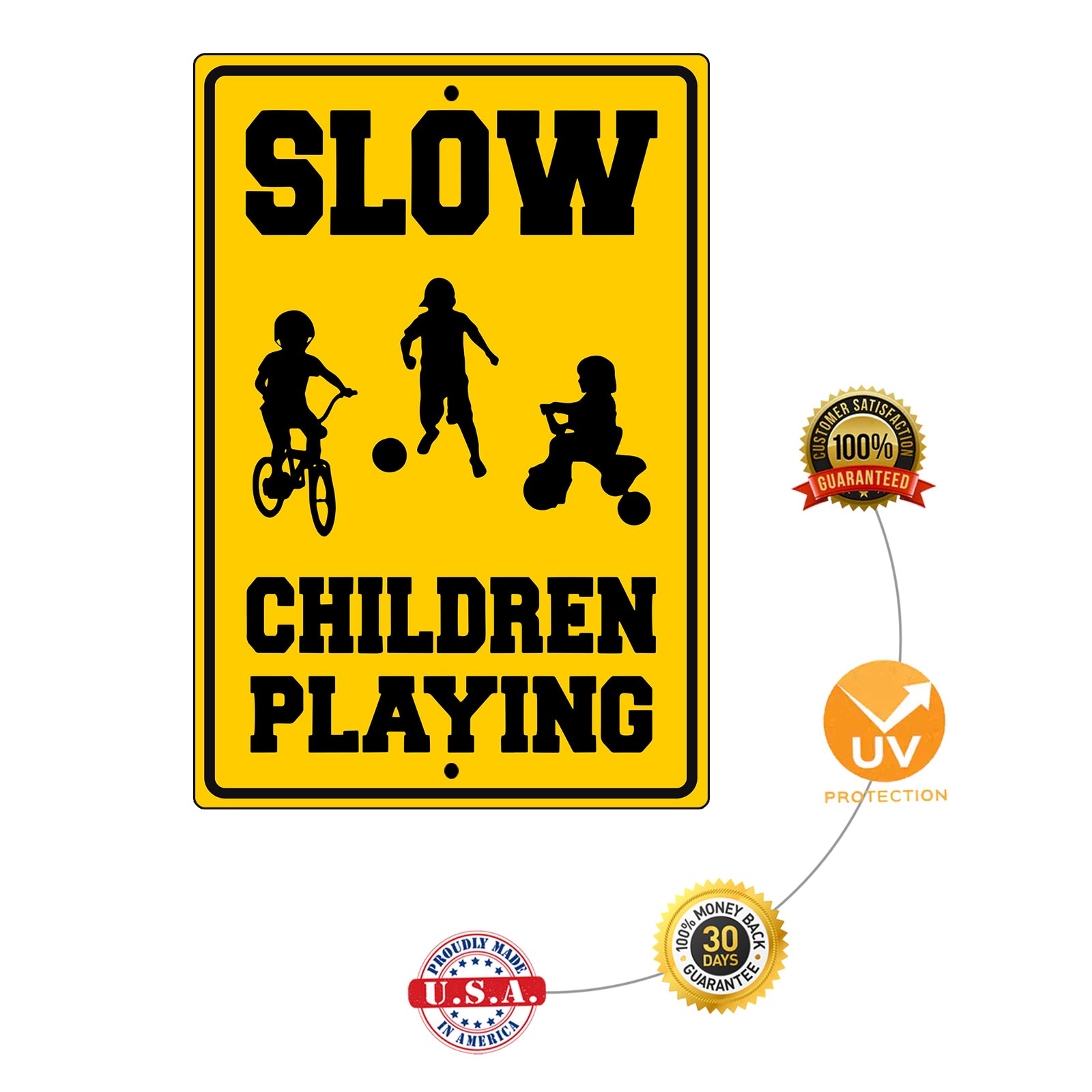 Slow Children Playing Aluminum Metal Sign - Sign Fever