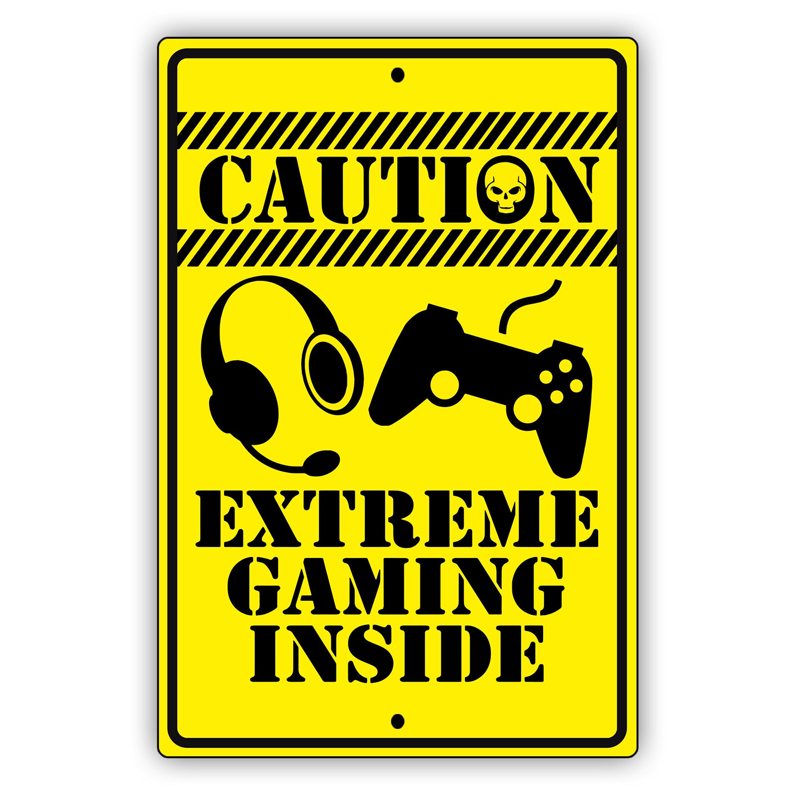 Caution Extreme Gaming Inside Aluminum Metal Sign - Sign Fever