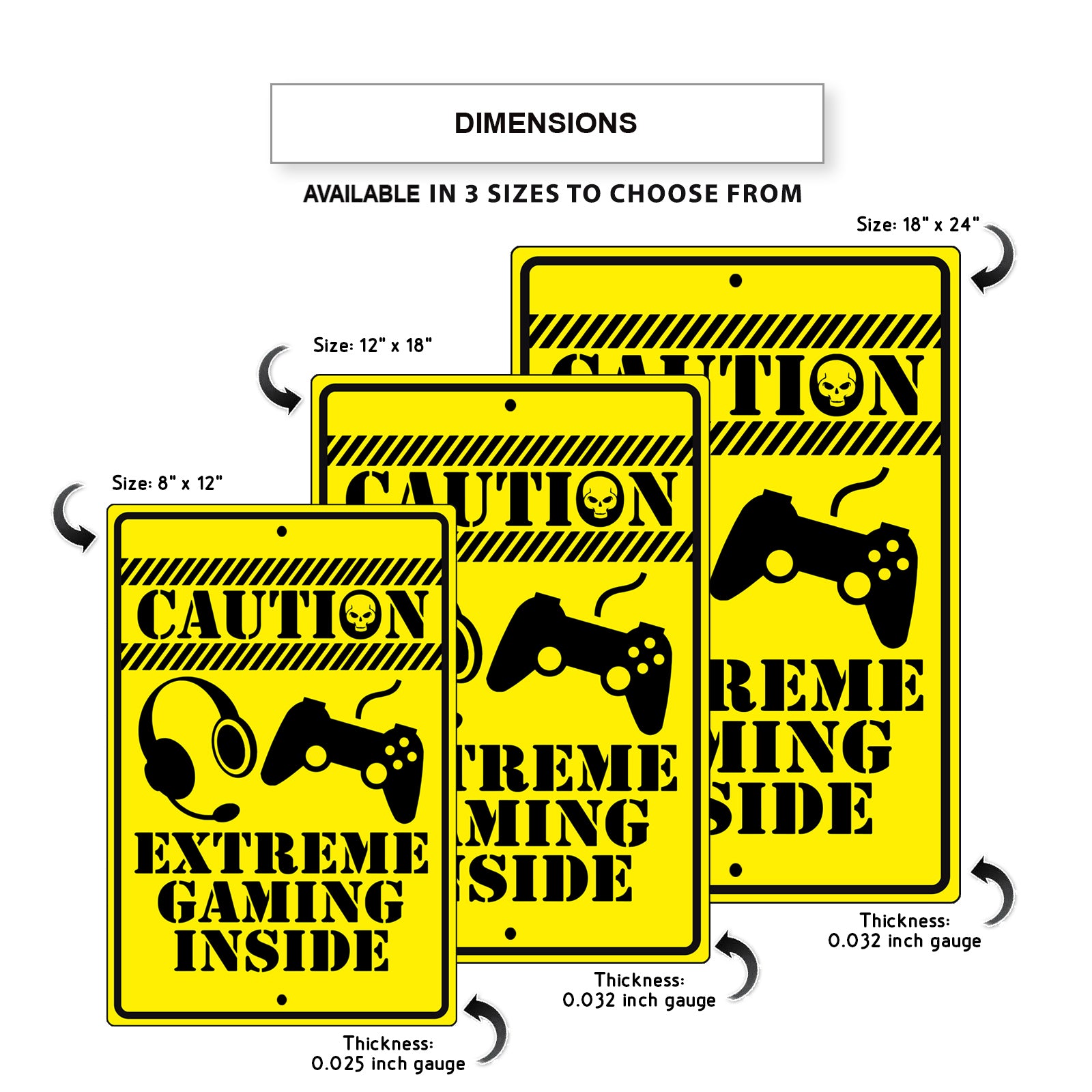 Caution Extreme Gaming Inside Aluminum Metal Sign – Sign Fever