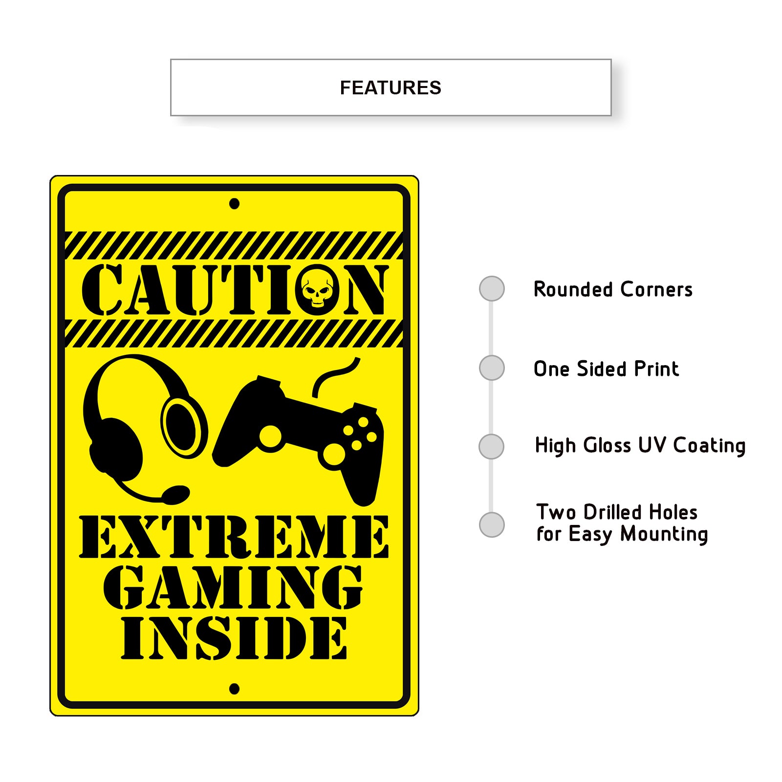 Caution Extreme Gaming Inside Aluminum Metal Sign – Sign Fever