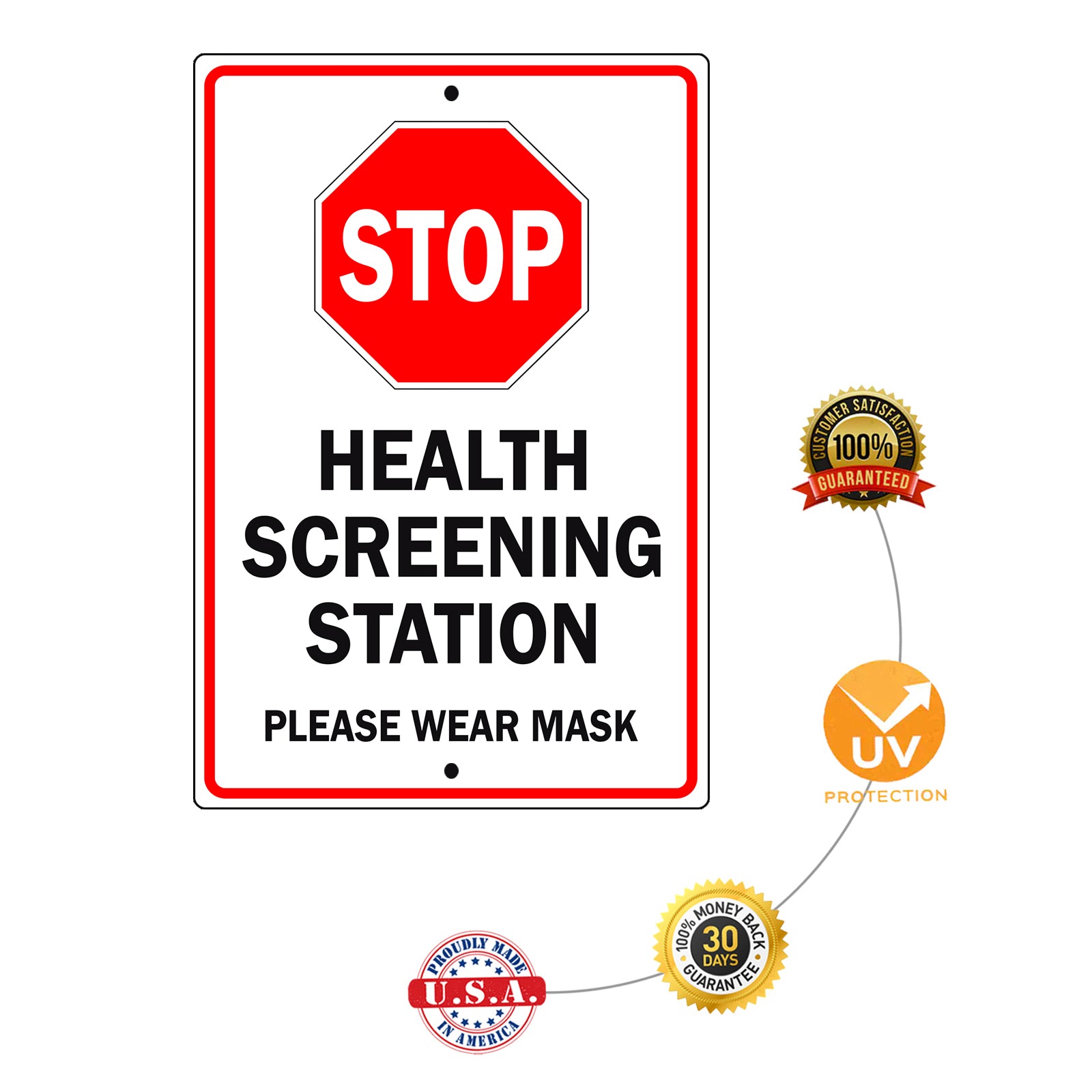 Stop Health Screening Station Aluminum Metal Sign - Sign Fever