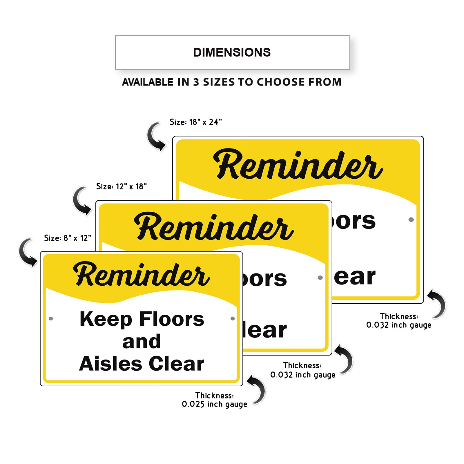 Reminder Keep Floors And Aisles Clear Aluminum Metal Sign – Sign Fever