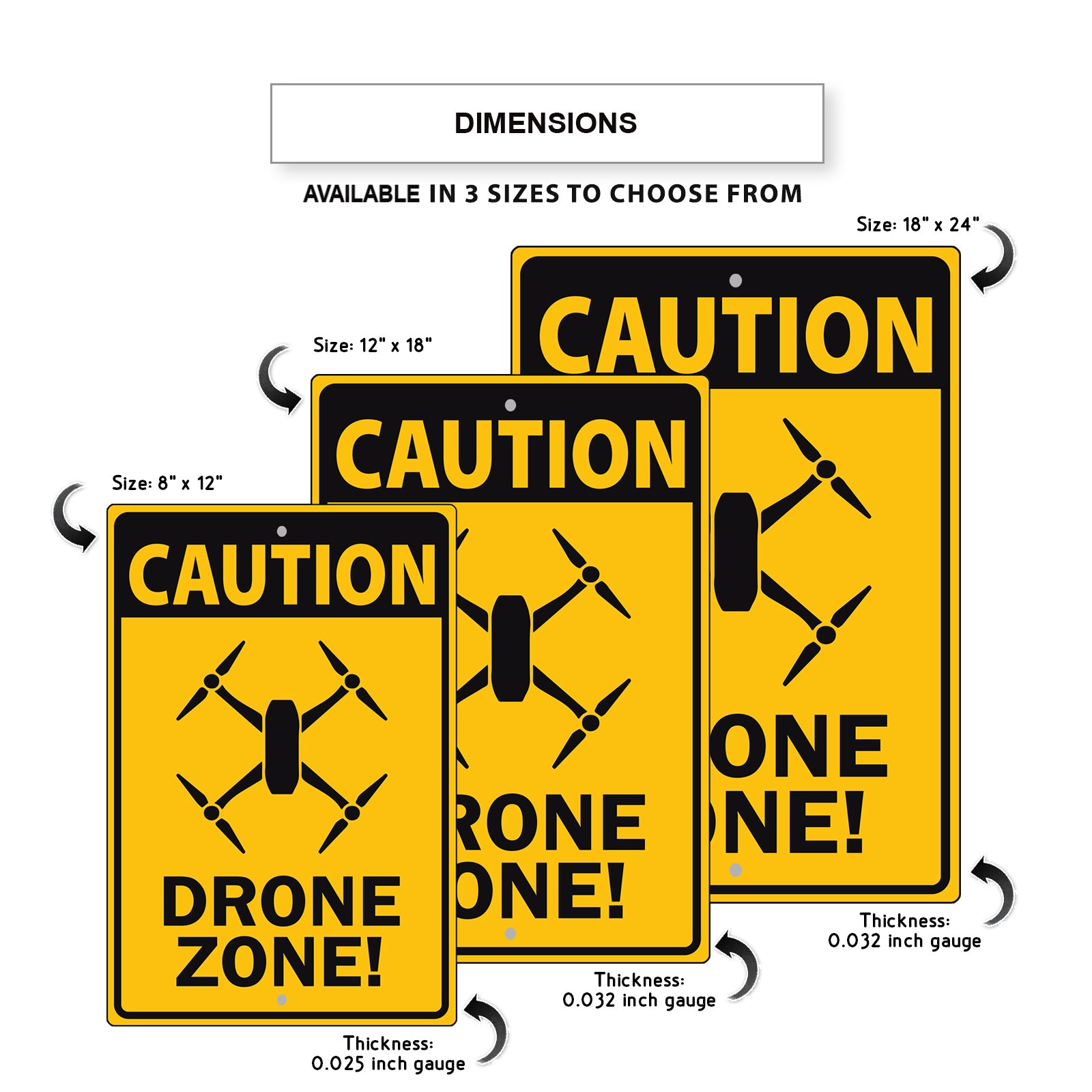 Caution Drone Zone Aluminum Metal Sign – Sign Fever