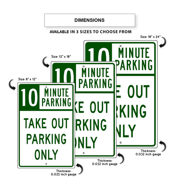 10 Minute Parking Only Aluminum Metal Sign - Sign Fever
