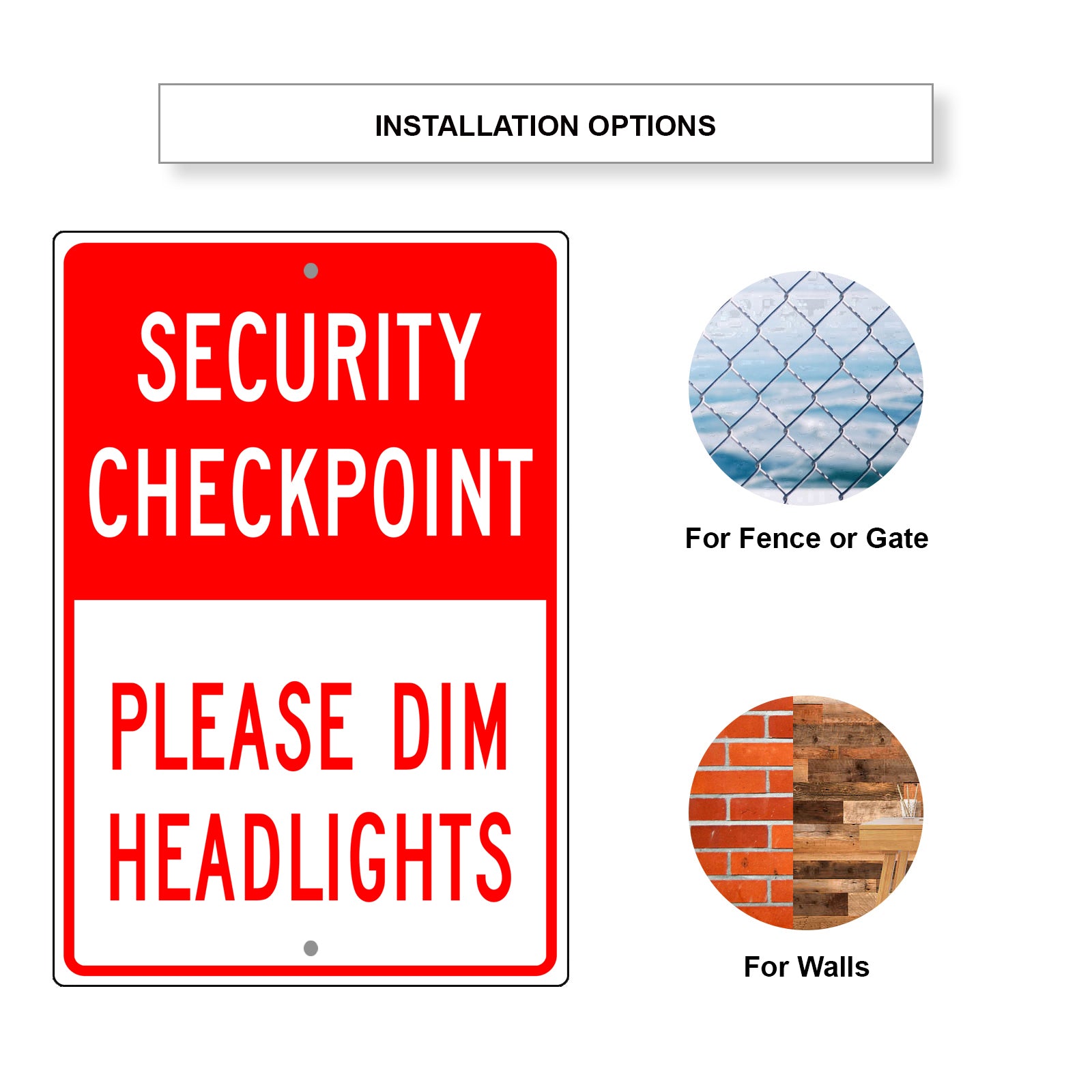 Security Checkpoint Please Dim Headlight Aluminum Metal Sign - Sign Fever