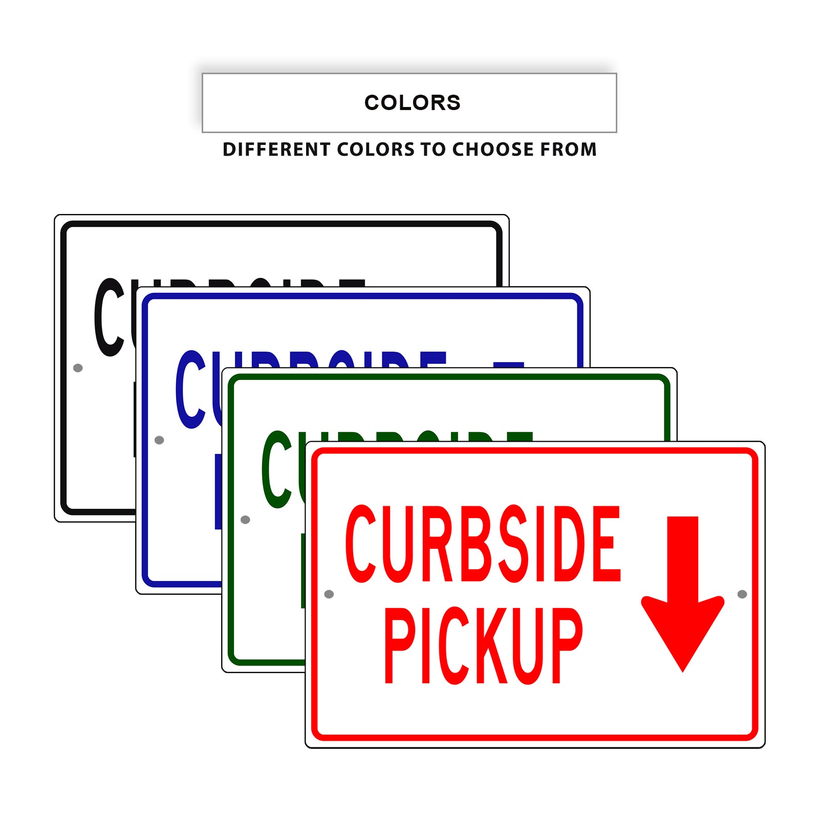 Curbside Pickup Down Arrow Aluminum Metal Plate Sign – Sign Fever