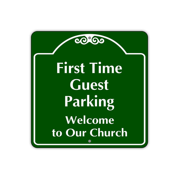 First Time Guest Parking Church Parking Square Aluminum Metal Sign ...
