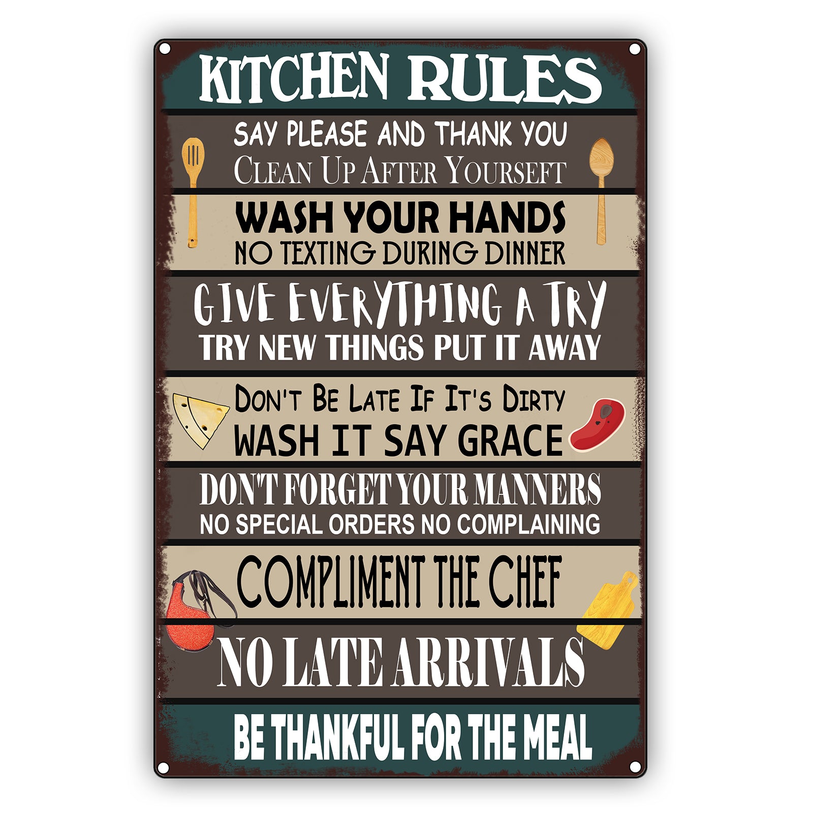 Kitchen Rules Home Vintage Décor Sign - Sign Fever