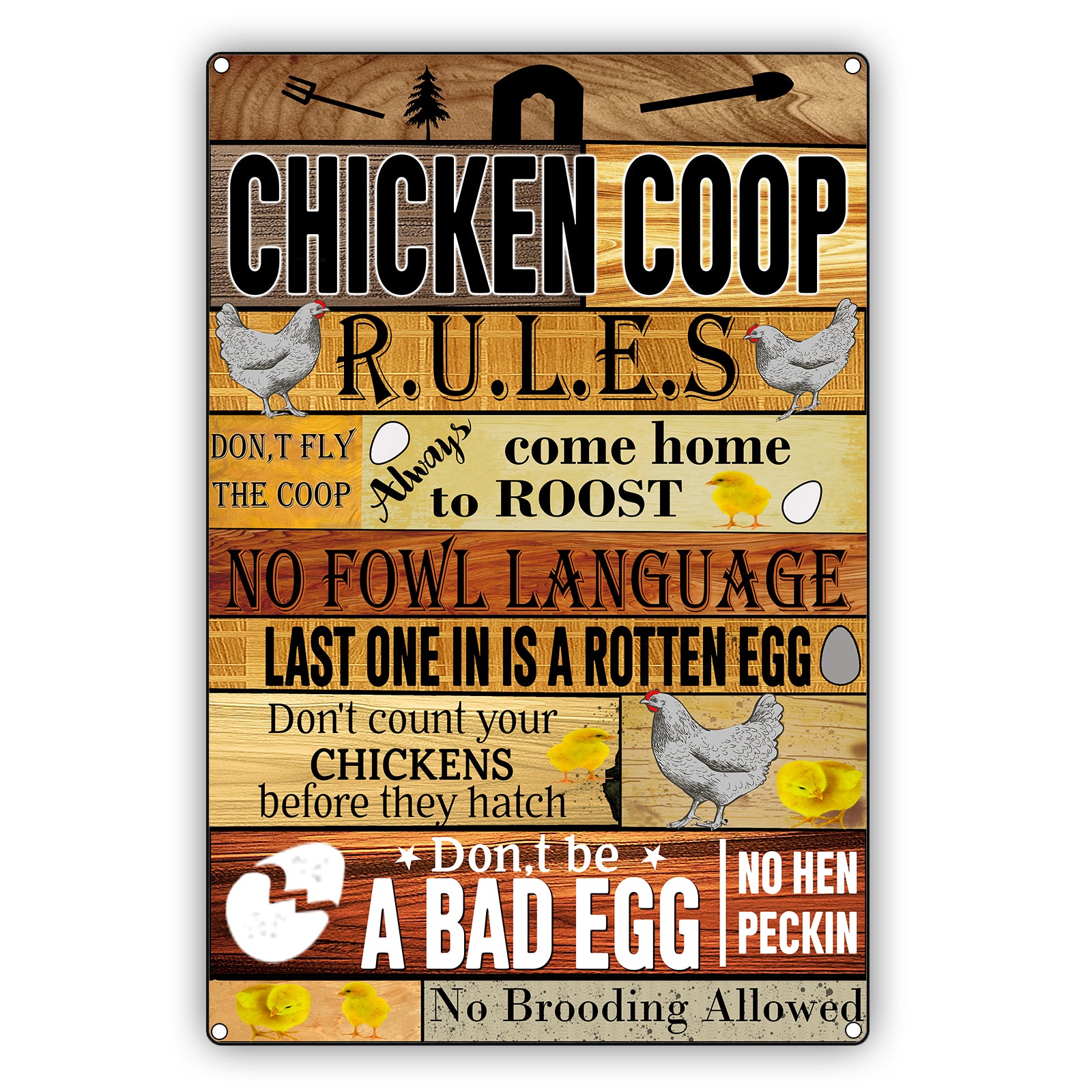 Chicken Coop Rules Home Vintage Décor Sign – Sign Fever